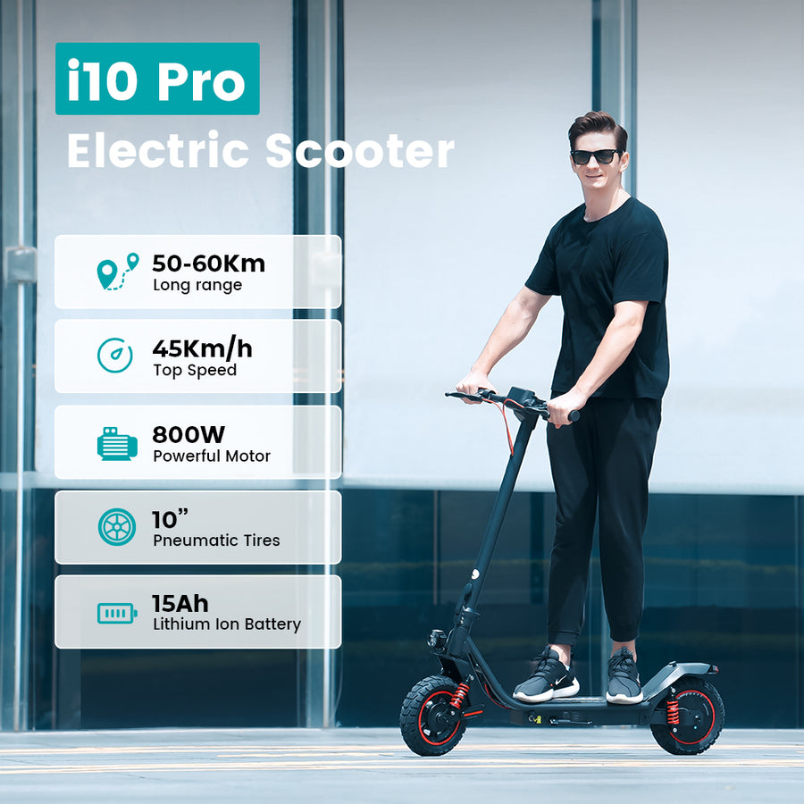 iScooter i10 Pro 800W 10 inch electric scooter 60 km max. range Powerf ...